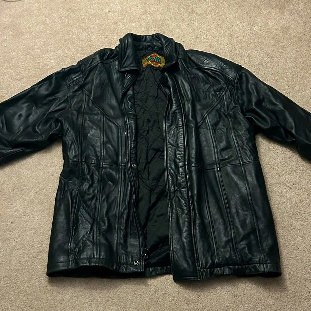 Vintage G-Iii Black Genuine Leather Jacket Size L - Gem